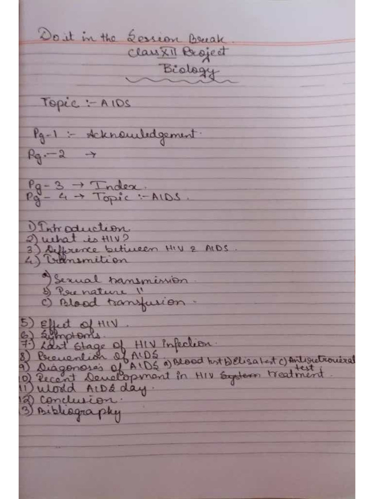 Biology Project Class 12 Aids | PDF