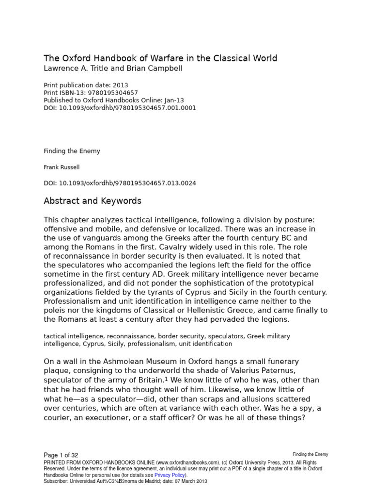 The Oxford Handbook of Warfare in The Classical World | PDF | Cavalry ...