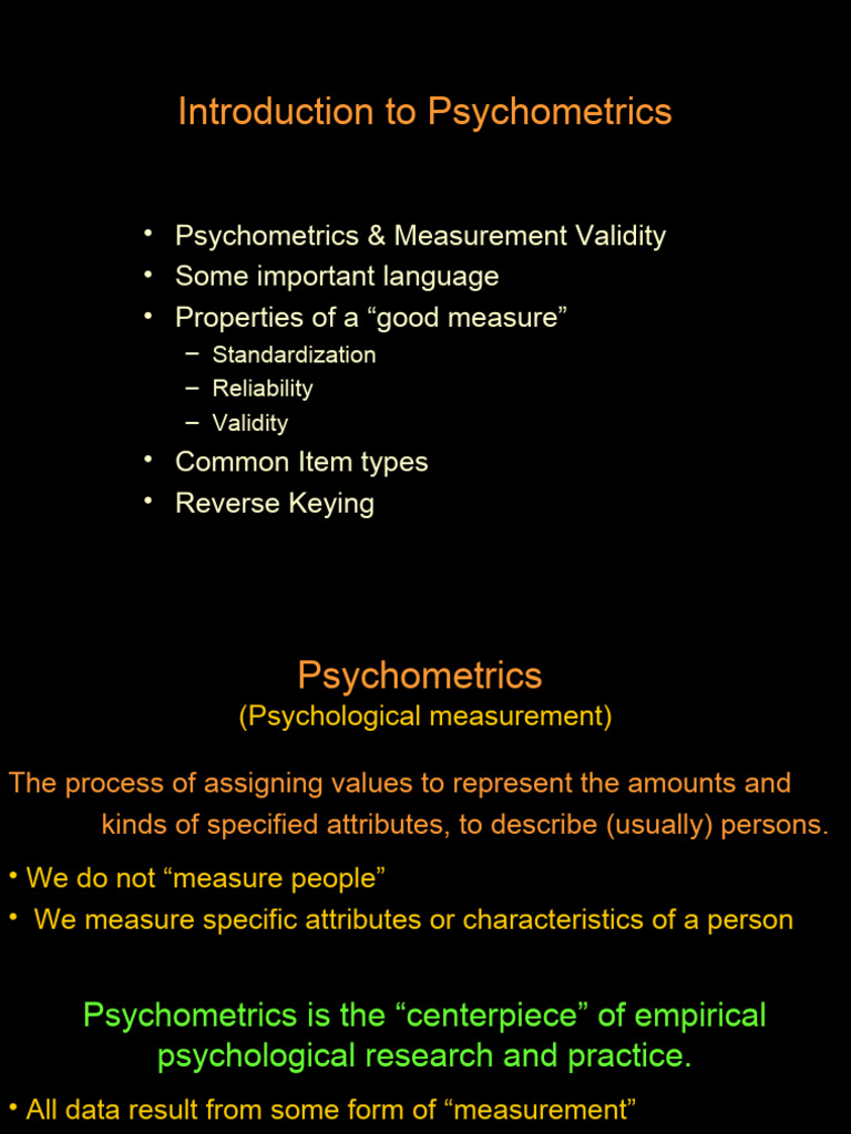 Prsentaion of Pyschometrics | PDF | Validity (Statistics) | Psychometrics
