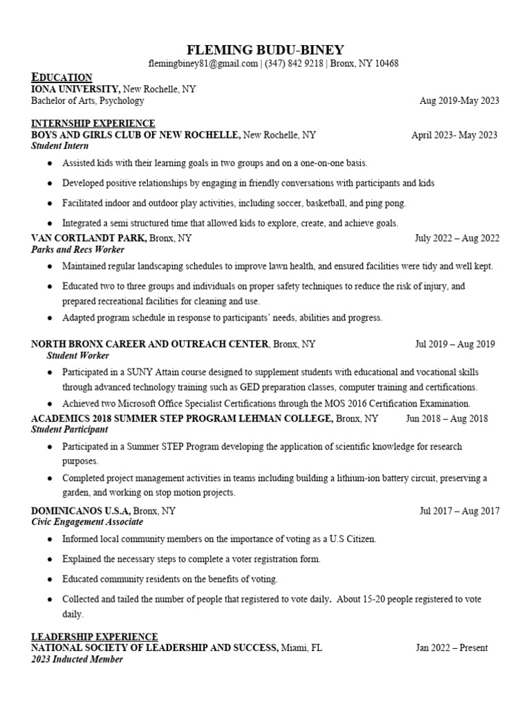 Fleming Budu-Biney Resume V3 | PDF | Leadership