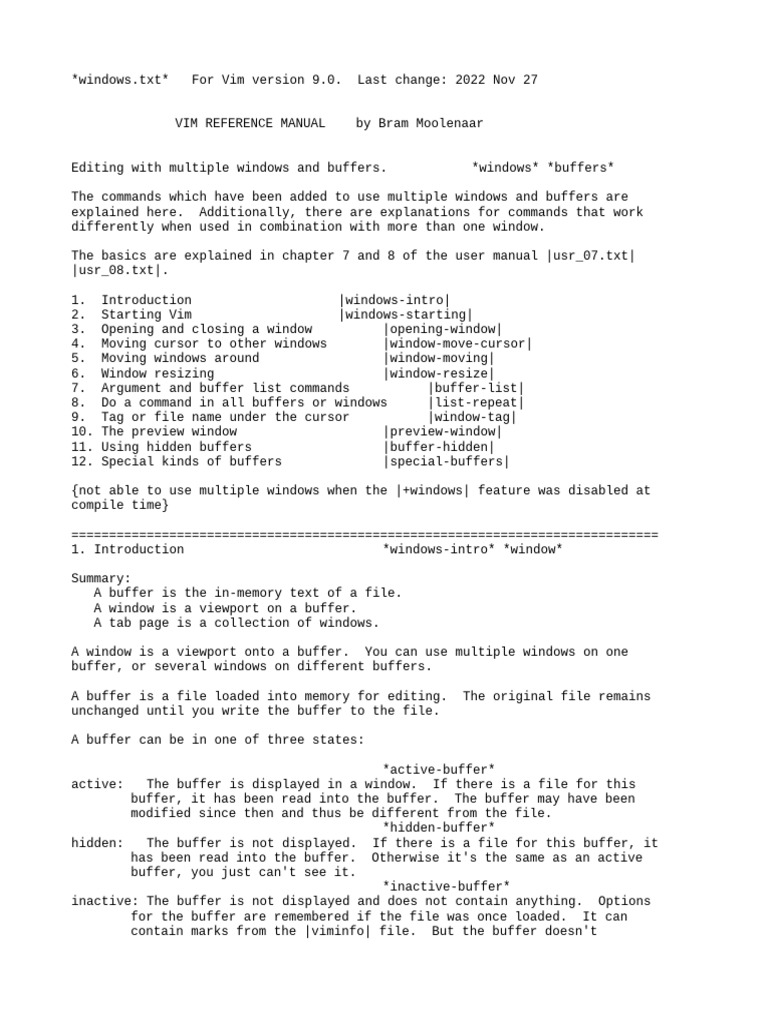 Vim Multi-Window and Buffer Guide | PDF | Command Line Interface ...