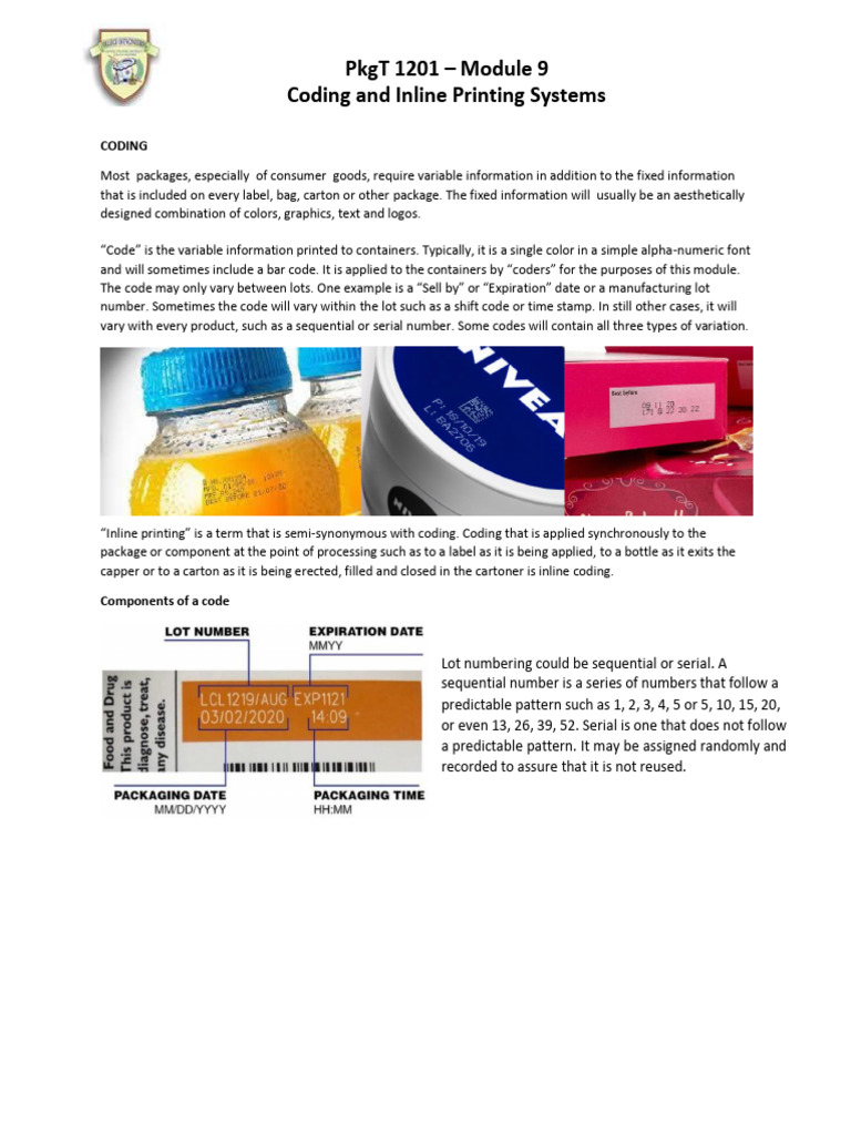 Module 9 - Coding and Inline Printing Systems | PDF | Printer (Computing)