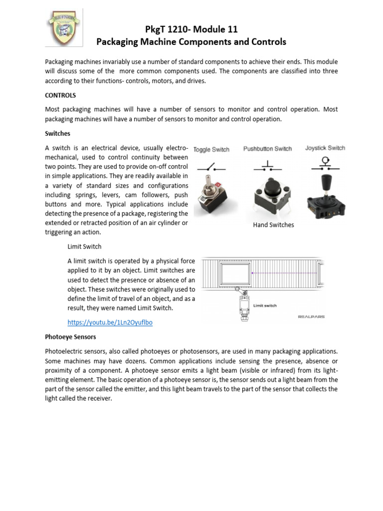 Packaging Machine Controls Overview | PDF | Electric Motor | Belt ...