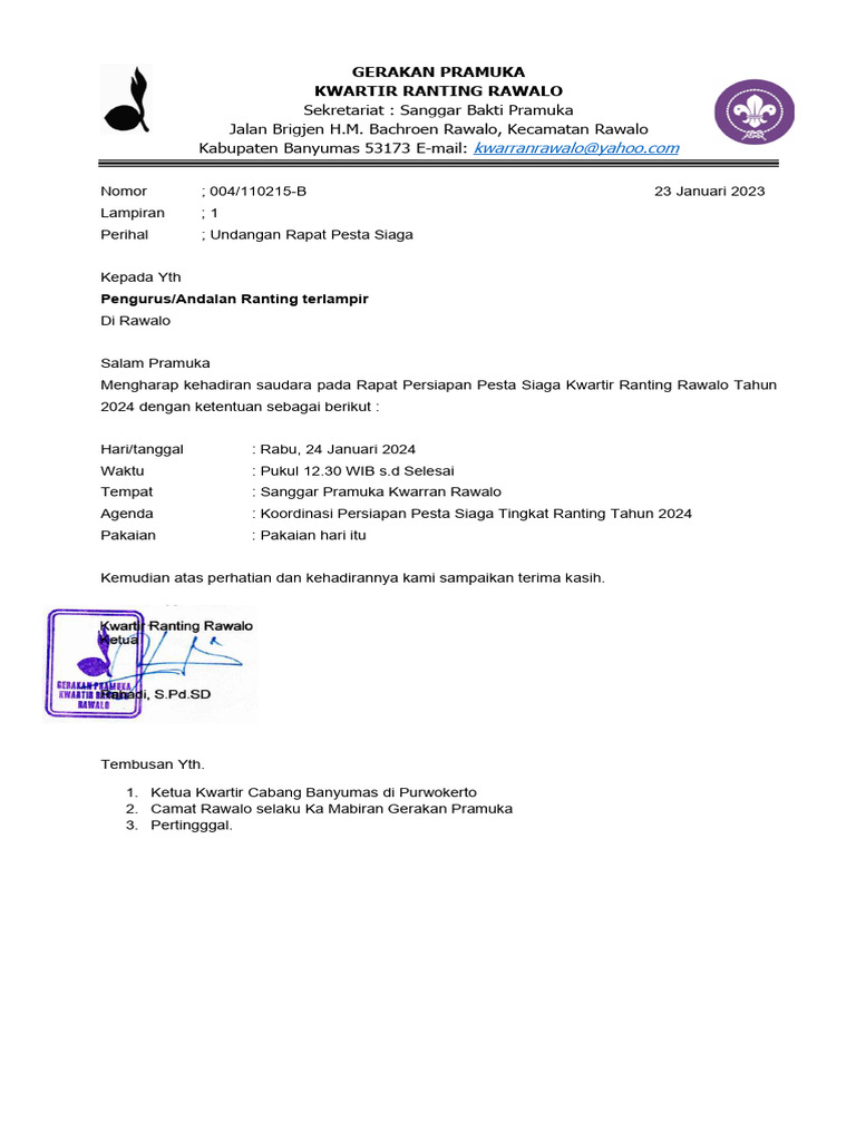 Surat Undangan Rakor Pestaga 2024 | PDF