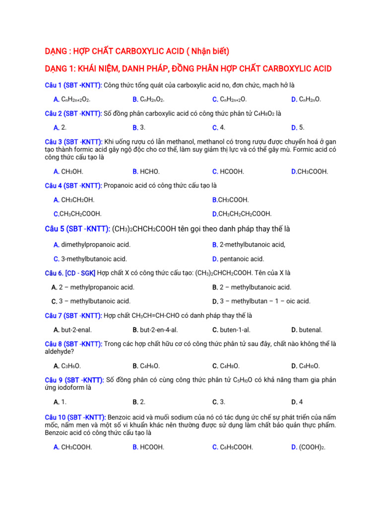 Trắc nghiệm axit | PDF