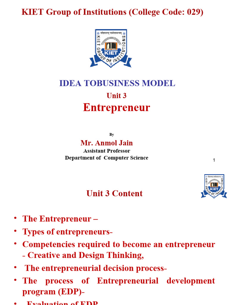 Unit 3 Idea To Business Model | Download Free PDF | Entrepreneurship ...