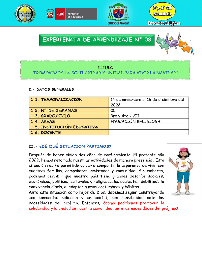 B. 3° y 4° EXPERIENCIA DE APRENDIZAJE N° 08 (1) | PDF