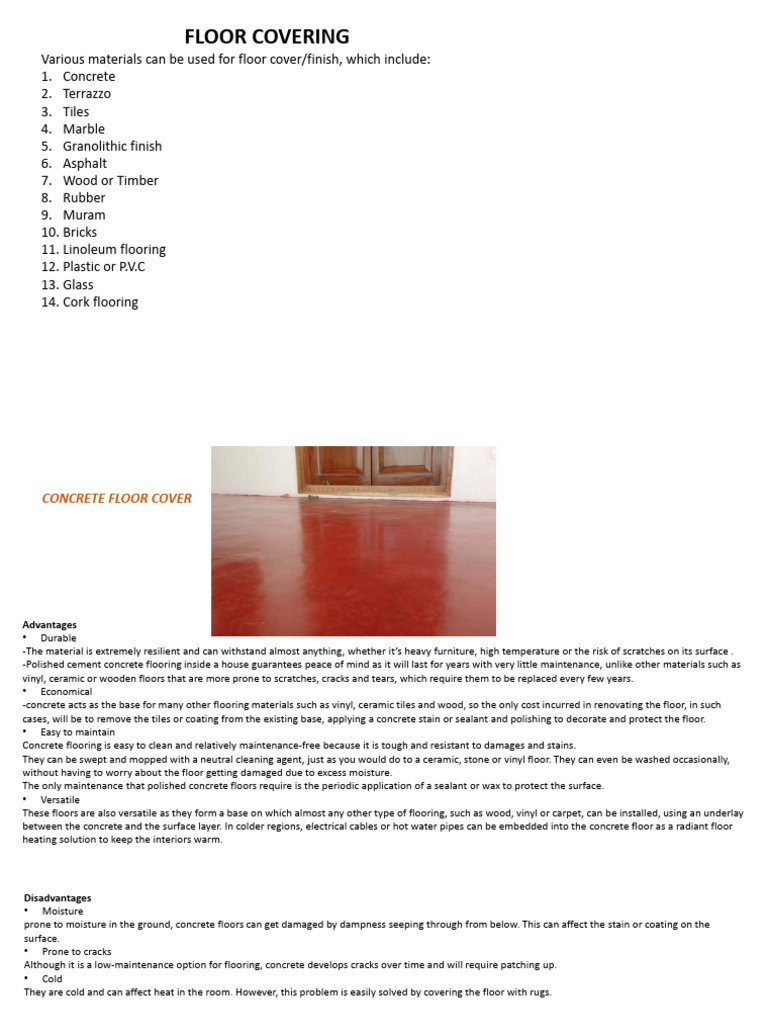 Floor cover notes-2 | Download Free PDF | Flooring | Concrete