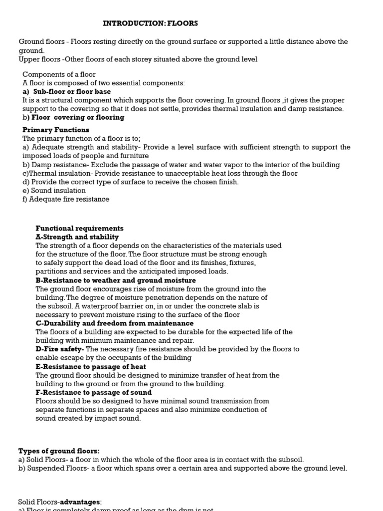 Building Technology 1 Floors Introduction Pdf Concrete Building