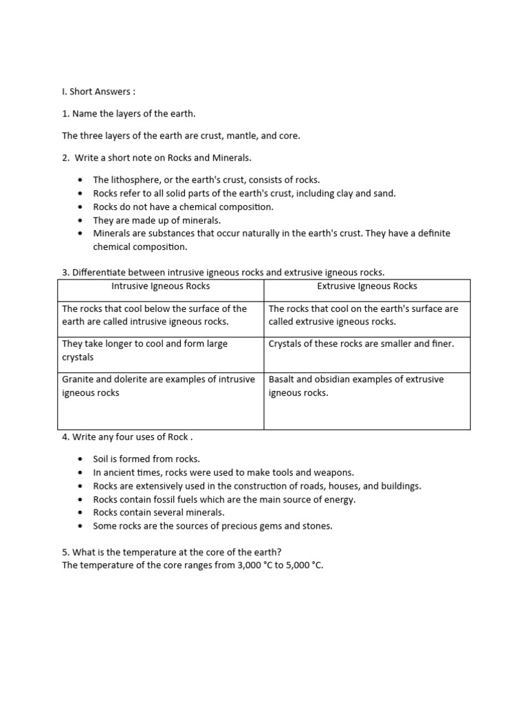 Ln. 2 Structure of The Earth Geo7 | PDF | Rock (Geology) | Igneous Rock