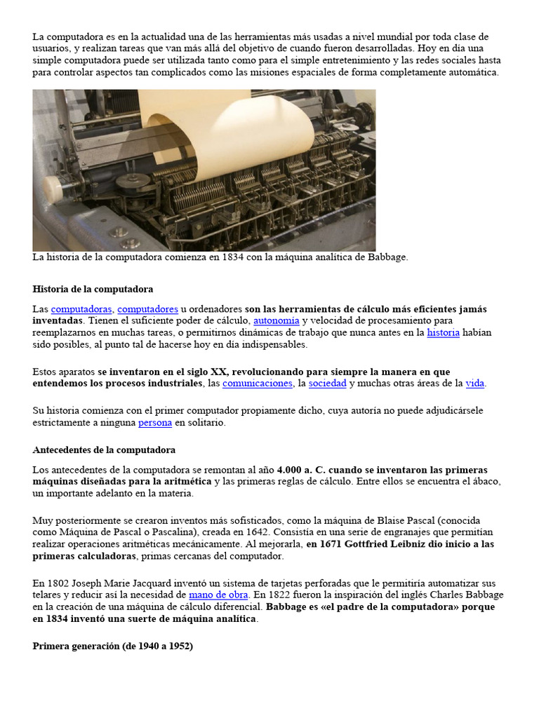 Historia Computadora | PDF | Circuito integrado | Microprocesador