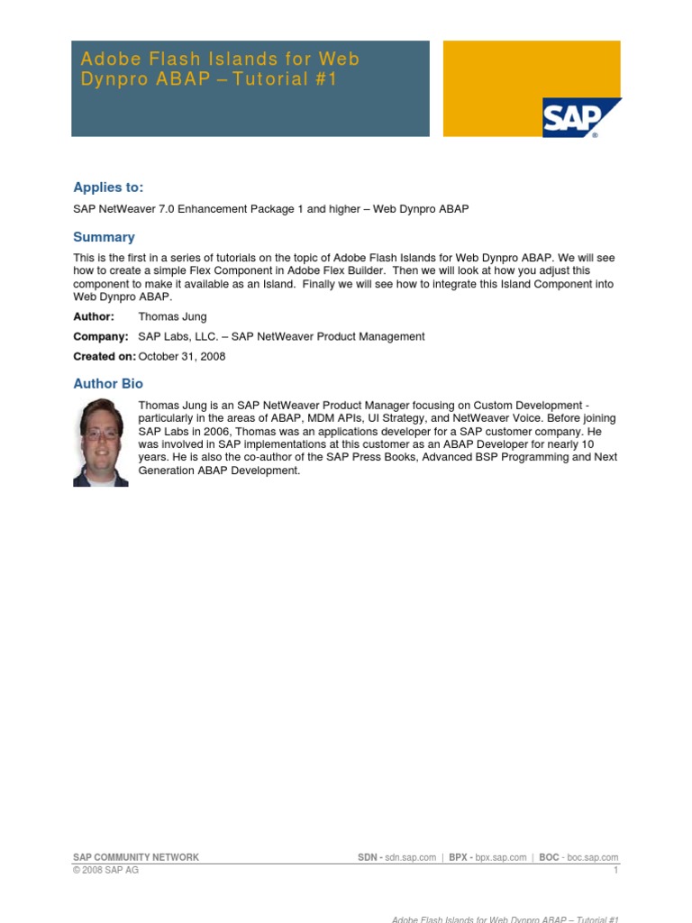 Adobe Flash Islands For Web Dynpro ABAP Tutorial #1 | PDF | Apache Flex | Adobe Flash