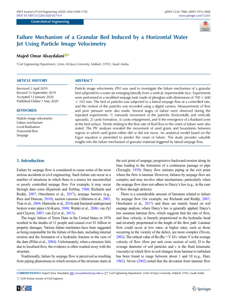 Failure Mechanism of A Granular Bed Induced by A Horizontal Water Jet ...