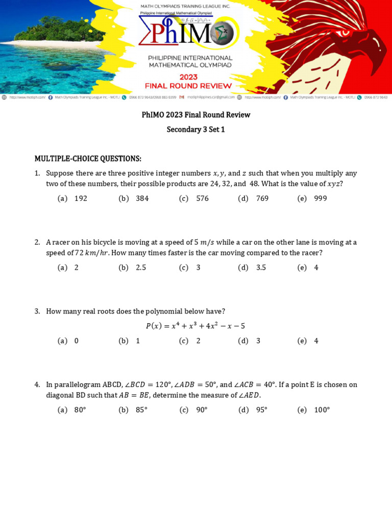 Phimo 2023 FRR s3 Set 1 | PDF | Triangle | Area