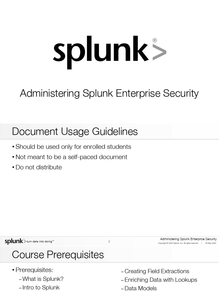 Splunk AdminES - Slides | PDF | Risk | Computer Science