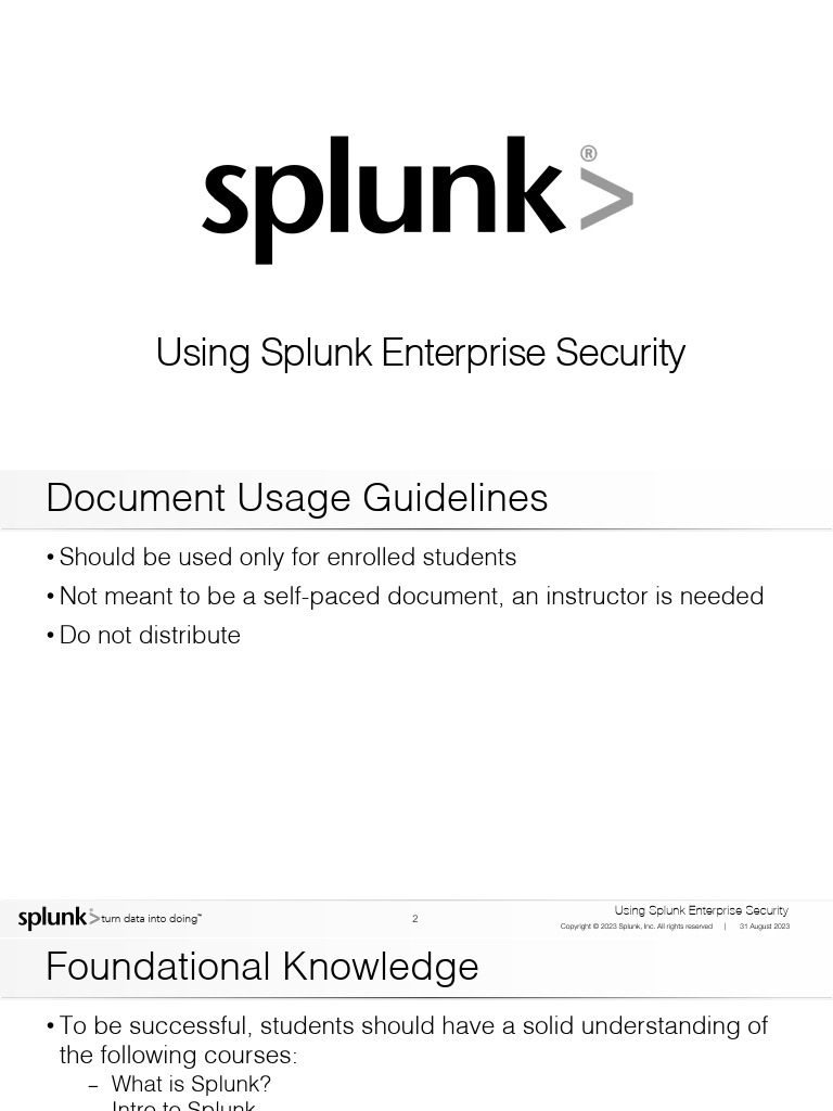Using Splunk Enterprise Security Course Materials | Download Free PDF | Security | Computer Security