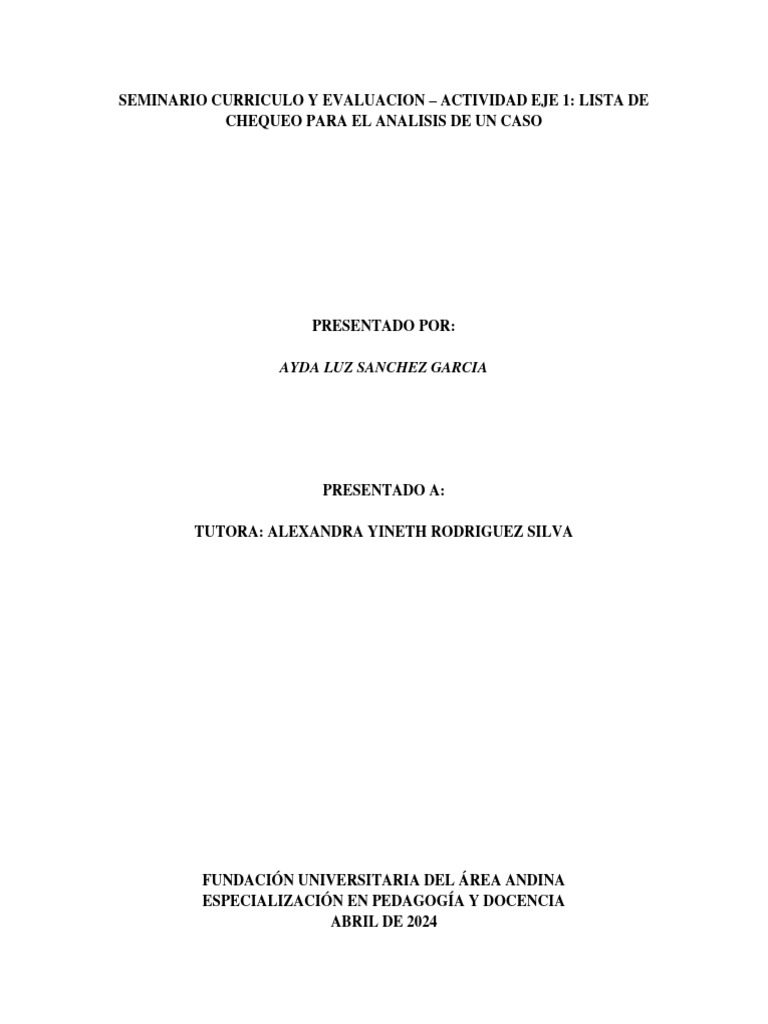 ACTIVIDAD EJE 1 CURRICULO 2024 | Descargar gratis PDF | Plan de estudios | Evaluación