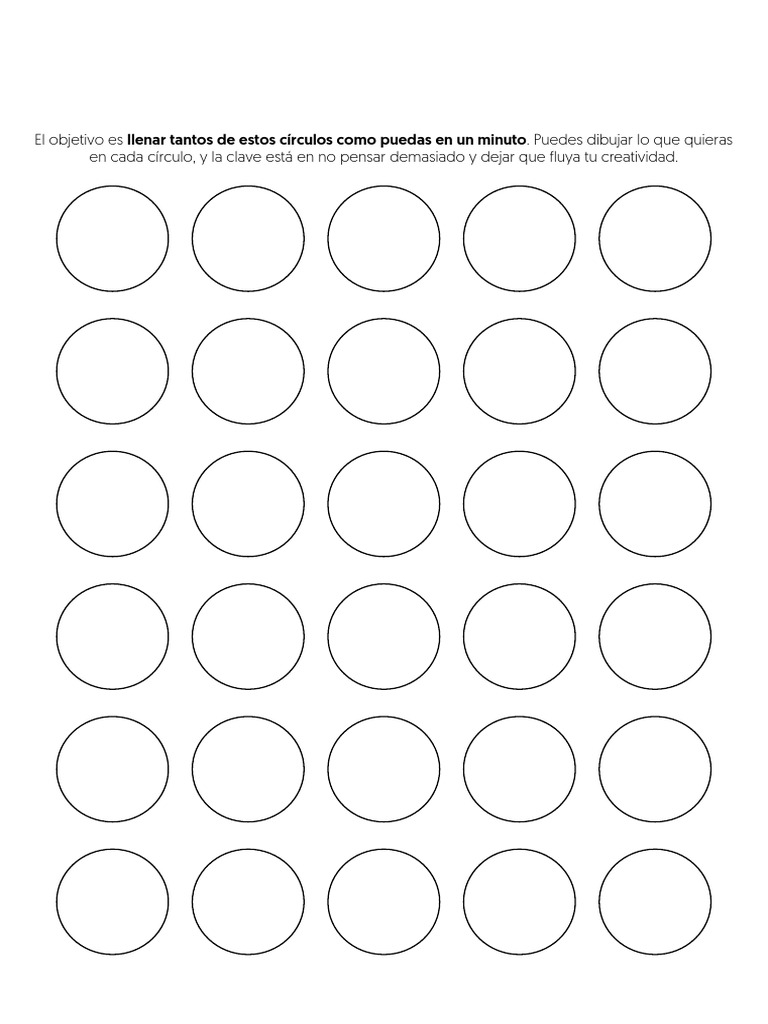 Plantilla Ejercicio Reto de Los 30 Circulos Creatividad Activa | PDF