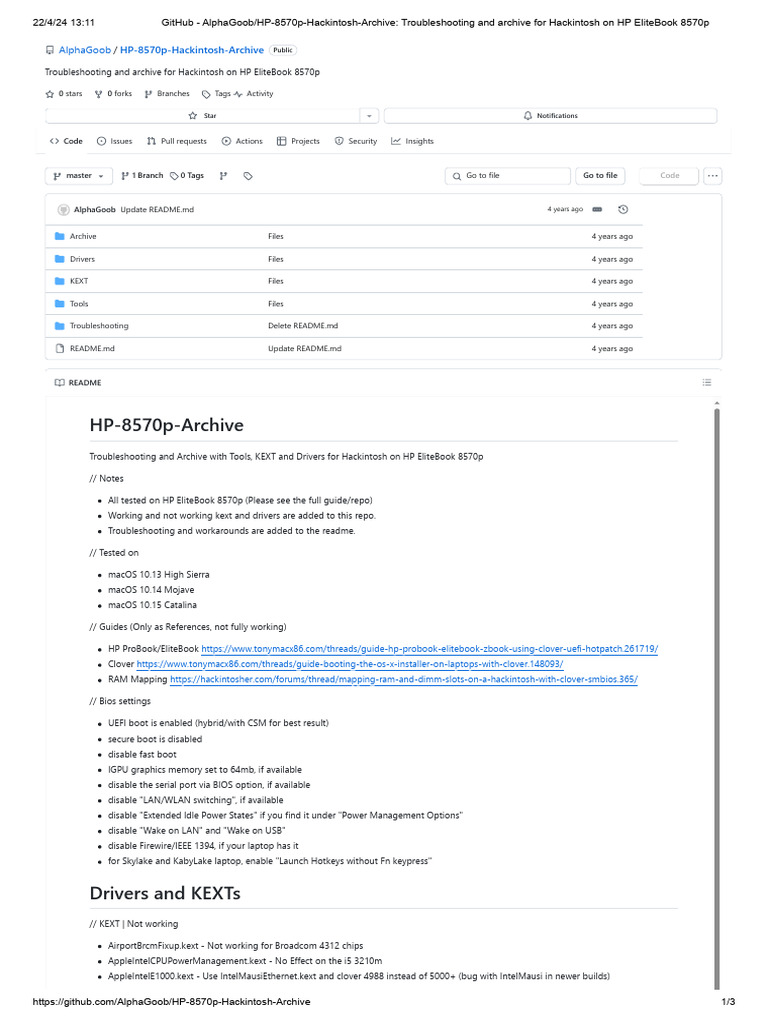 Github Alphagoob Hp 8570p Hackintosh Archive Troubleshooting And