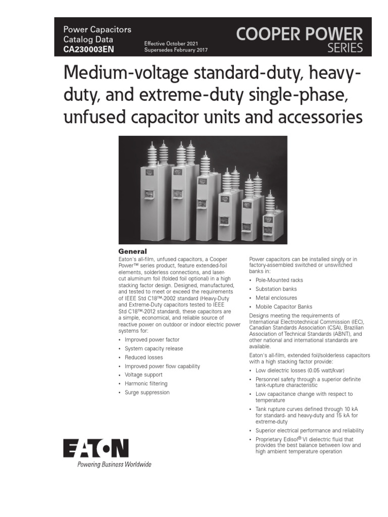 Cooper power capacitors | PDF | Capacitor | Fuse (Electrical)