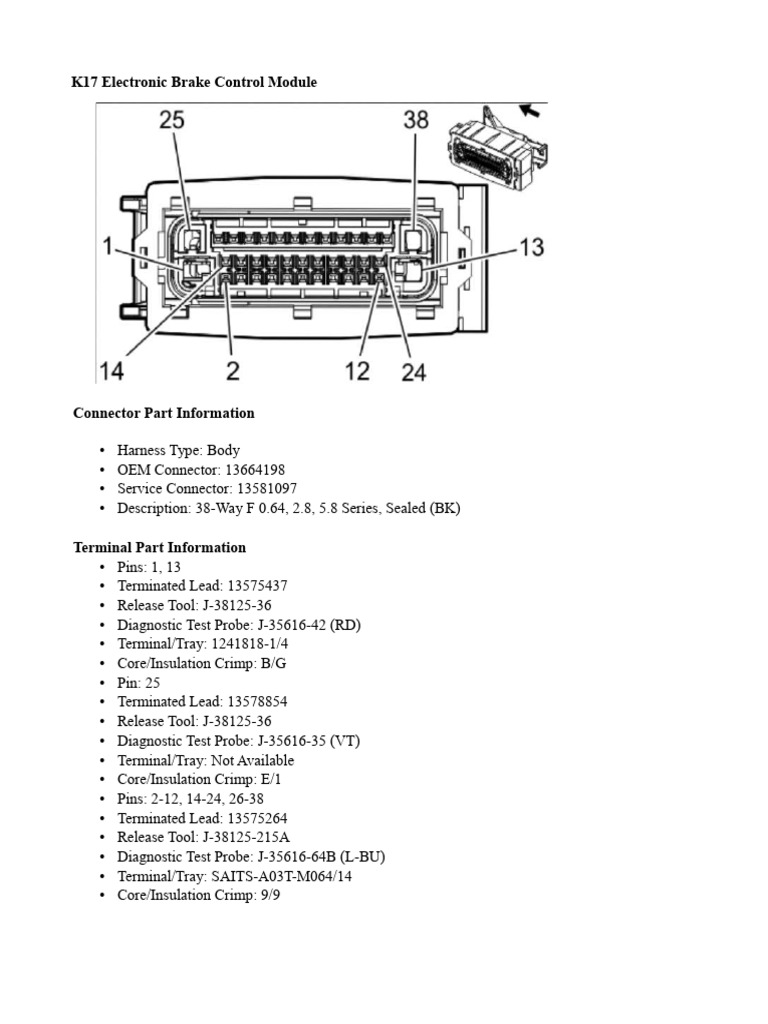 K17 Brake Control Module Pinout Guide | PDF | Electrical Connector ...