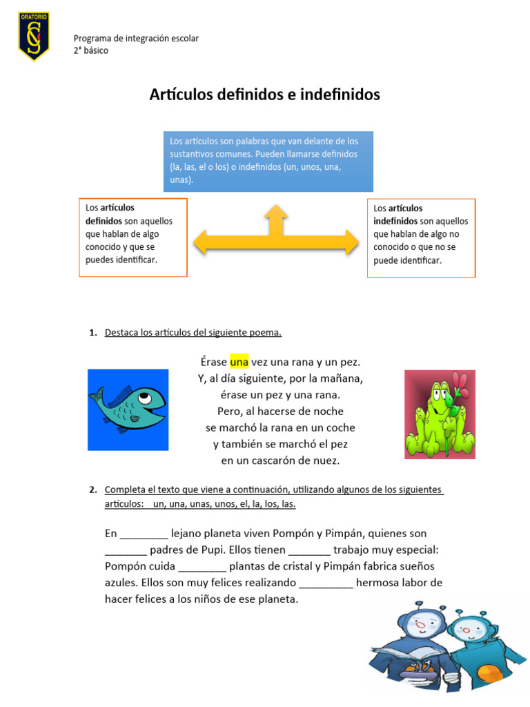 Artículos definidos e indefinidos | PDF