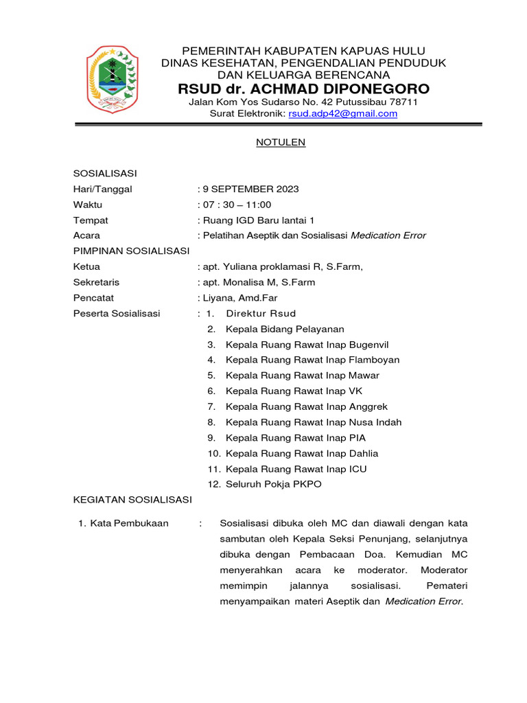 Notulen Training | PDF | Sains & Matematika