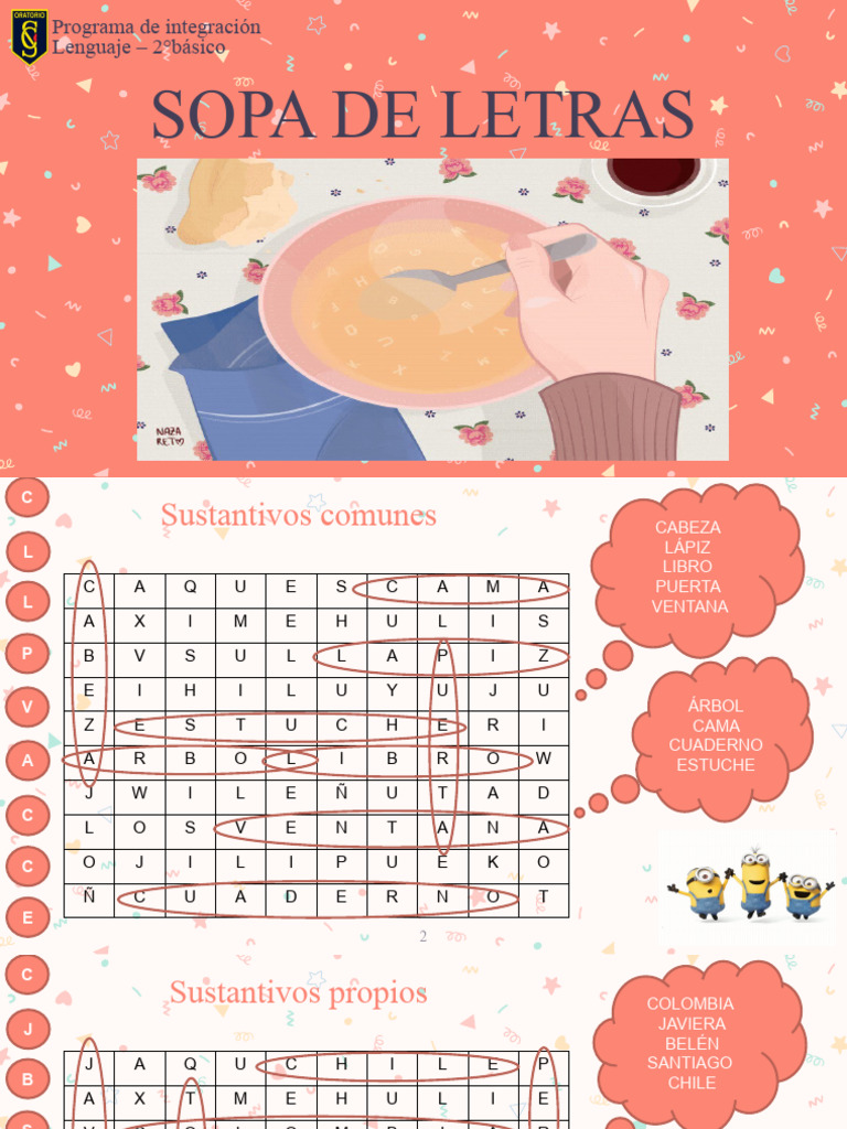 Sopa de Letras Sustantivos - 2do | PDF