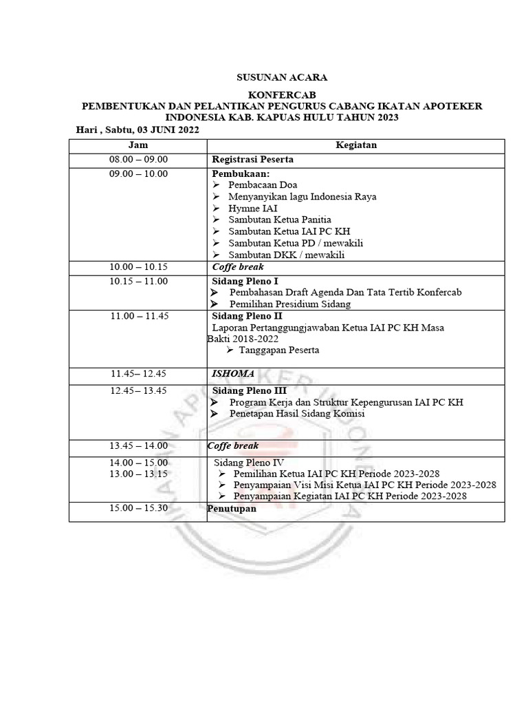 Susunan Acara Rev | PDF