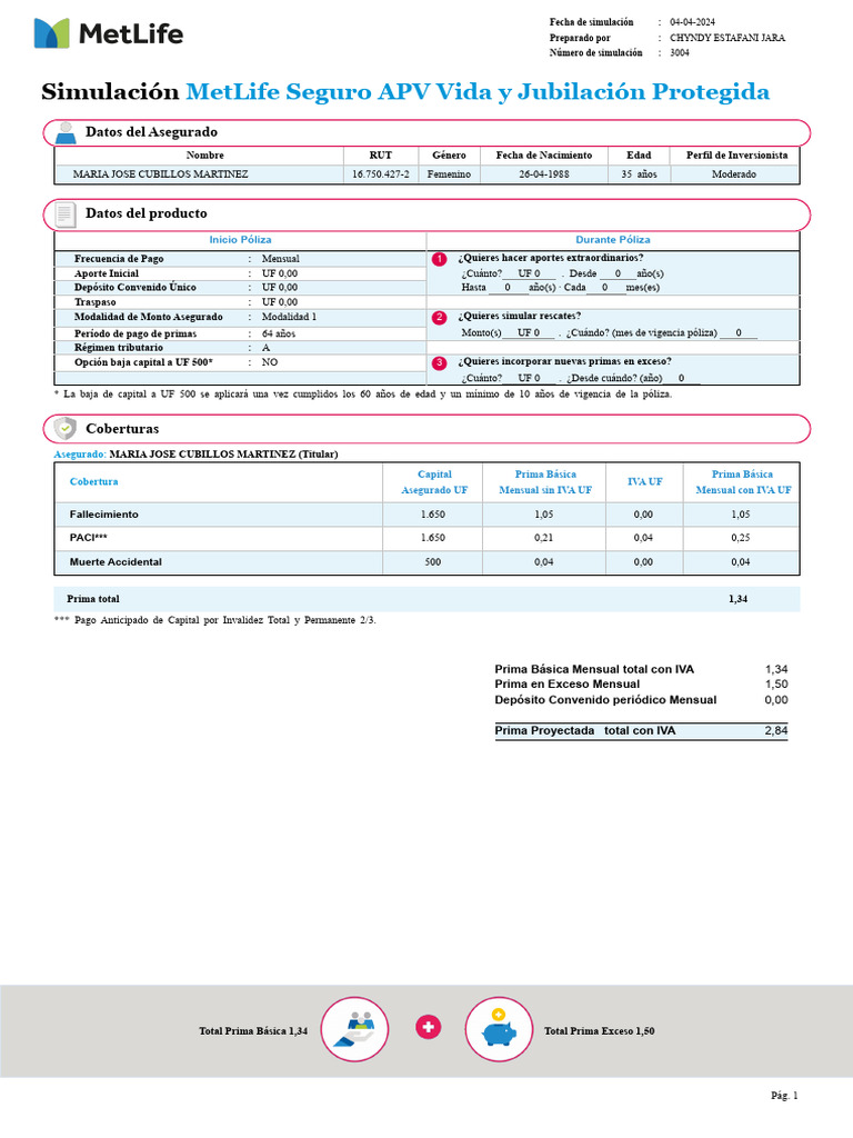 MetLife Seguro APV Vida y Jubilacin Protegida | PDF | Póliza de seguros ...