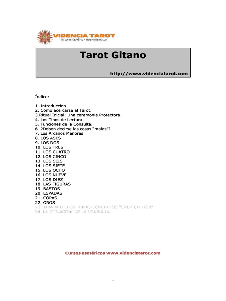 Curso Tarot Gitano | PDF | Tarot | Jugando a las cartas