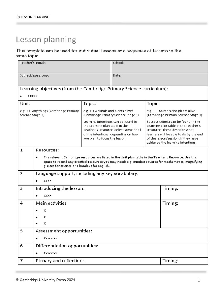Lower Secondary Science 9 Lesson Plan Template | Download Free PDF ...