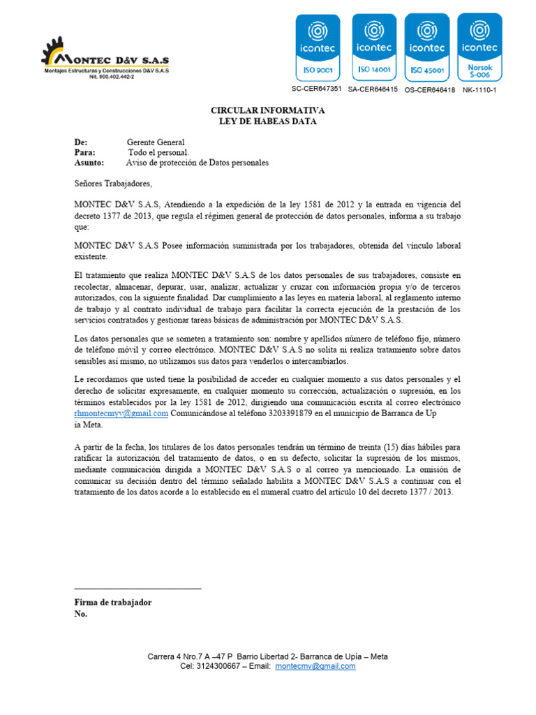 Ley de Habeas Data | PDF | Documento de identidad