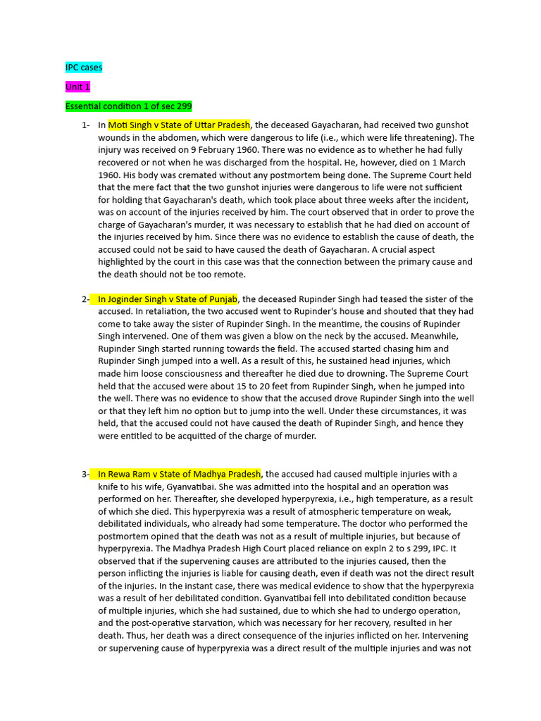 IPC 2 cases | PDF | Murder | Public Law
