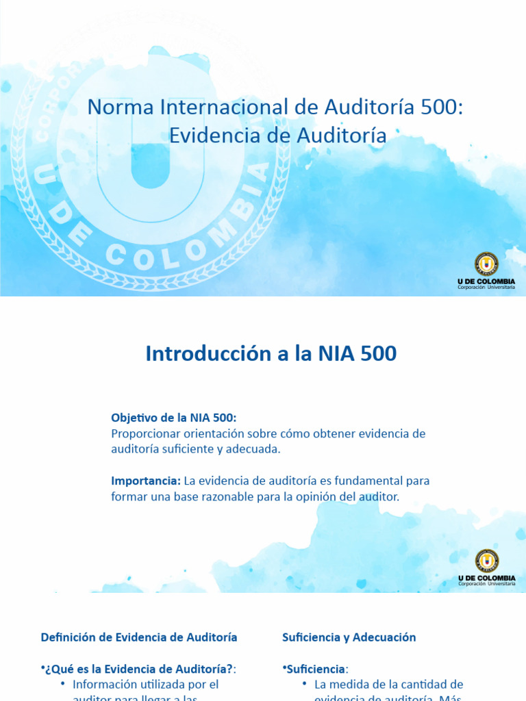 Presentacion NIA 500 | PDF | Auditoría | Contralor