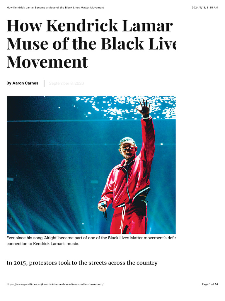 How Kendrick Lamar Became a Muse of the Black Lives Matter Movement ...