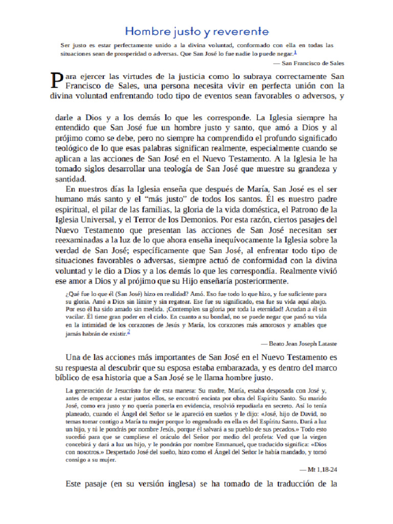 Lectura Complementaria Día 16 - Hombre Justo y Reverente | PDF