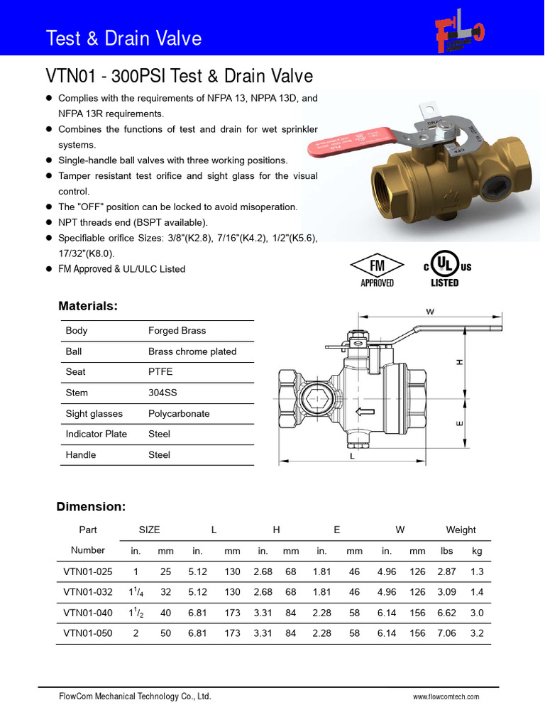 Valv. de Prueba y Drenaje VTN01 Flowcom | PDF | Computers | Technology & Engineering