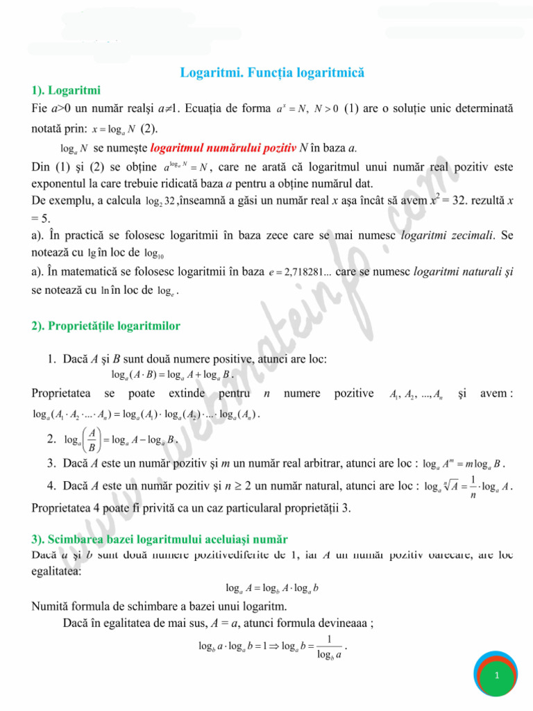 Logaritmi Teorie 1 | PDF