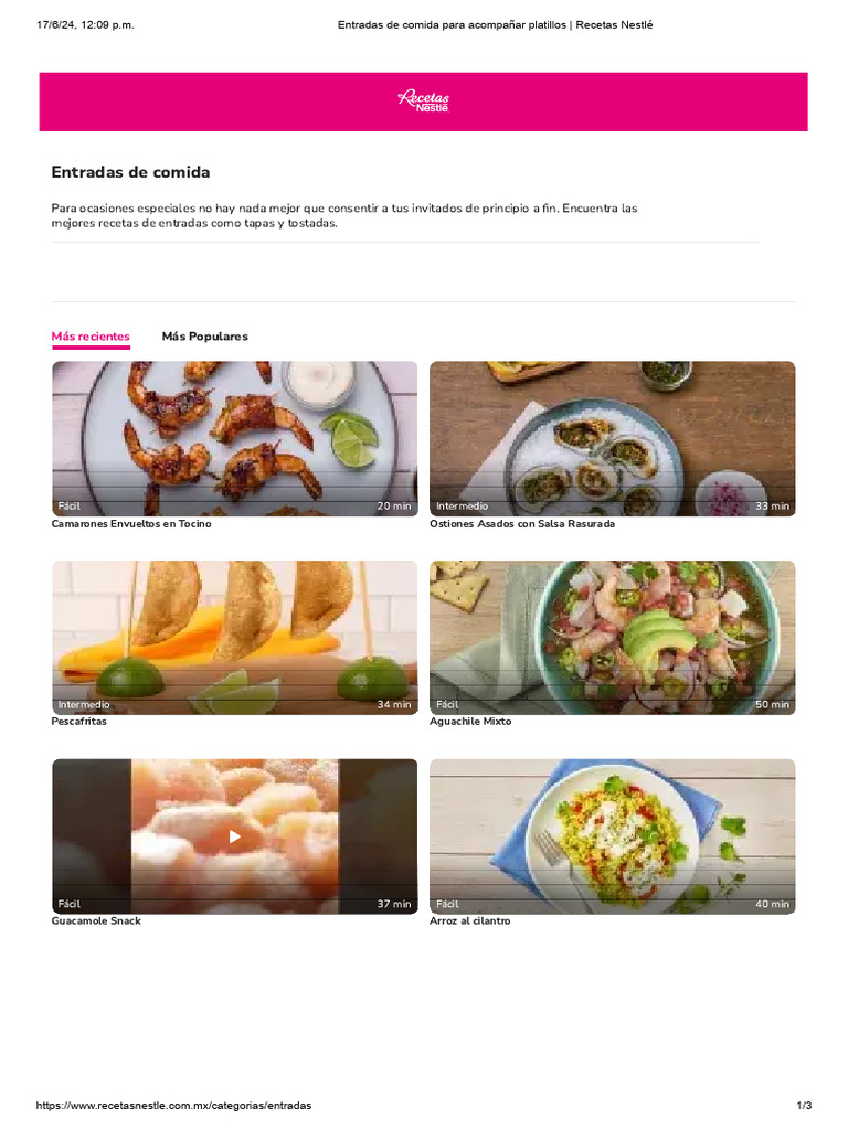 Recetas de Entradas Deliciosas y Fáciles | PDF | ensalada | Cocina ...