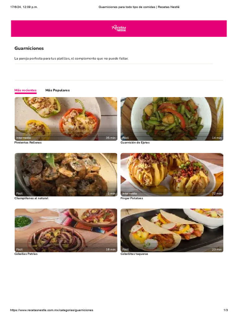 Guarniciones para Todo Tipo de Comidas - Recetas Nestlé | PDF ...