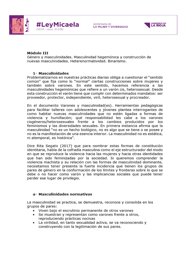 Ley Micaela - Módulo III | PDF | Masculinidad | Hombre