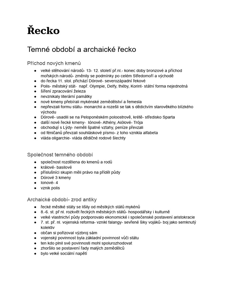 Řecko - Zápis A Souhrn | PDF