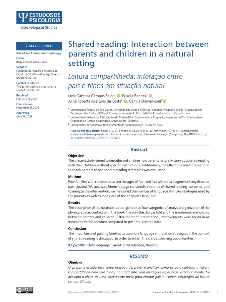 Shared Reading Interaction Between | PDF | Language Acquisition | Vocabulary