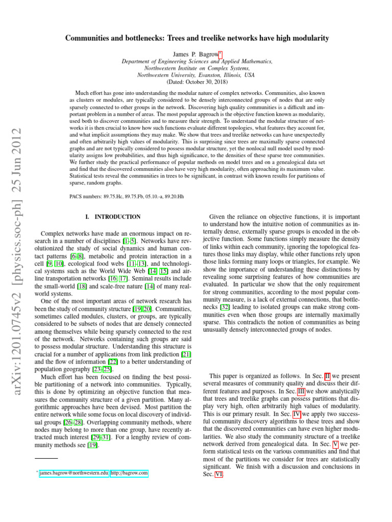Communities and Bottlenecks Trees and Treelike Networks Have High Modularity | PDF ...