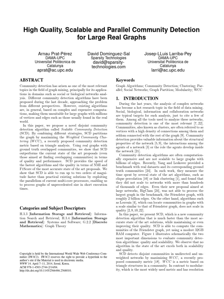 High Quality Scalable And Parallel Community Detection For Large Real Graphs Pdf Vertex