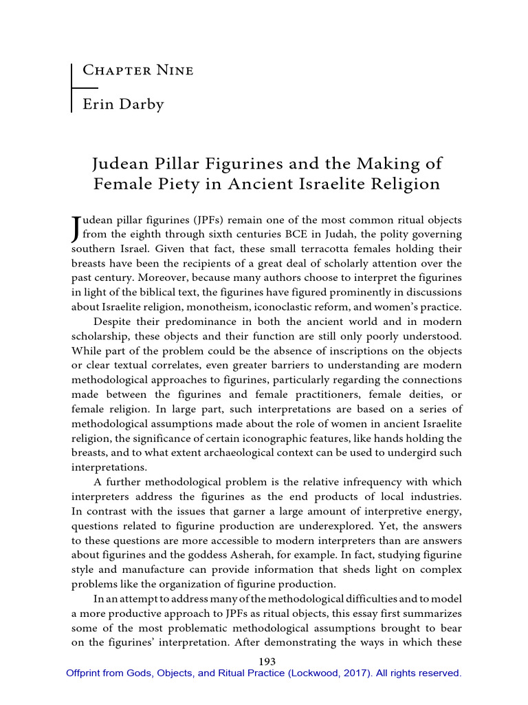 Judean Pillar Figurines and The Making of Female Piety in Ancient Israelite Religion | PDF ...