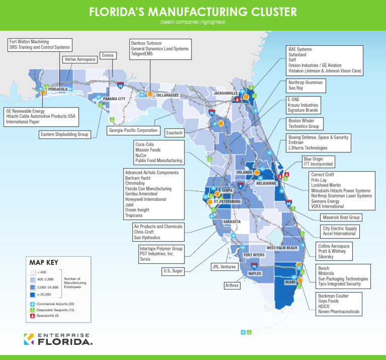 Florida Manufacturing Companies Map | Download Free PDF | Companies Of ...