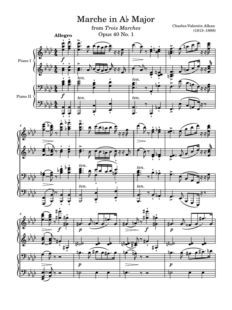 Marche Opus 40 No. 1 in A Major Alkan | PDF | Piano