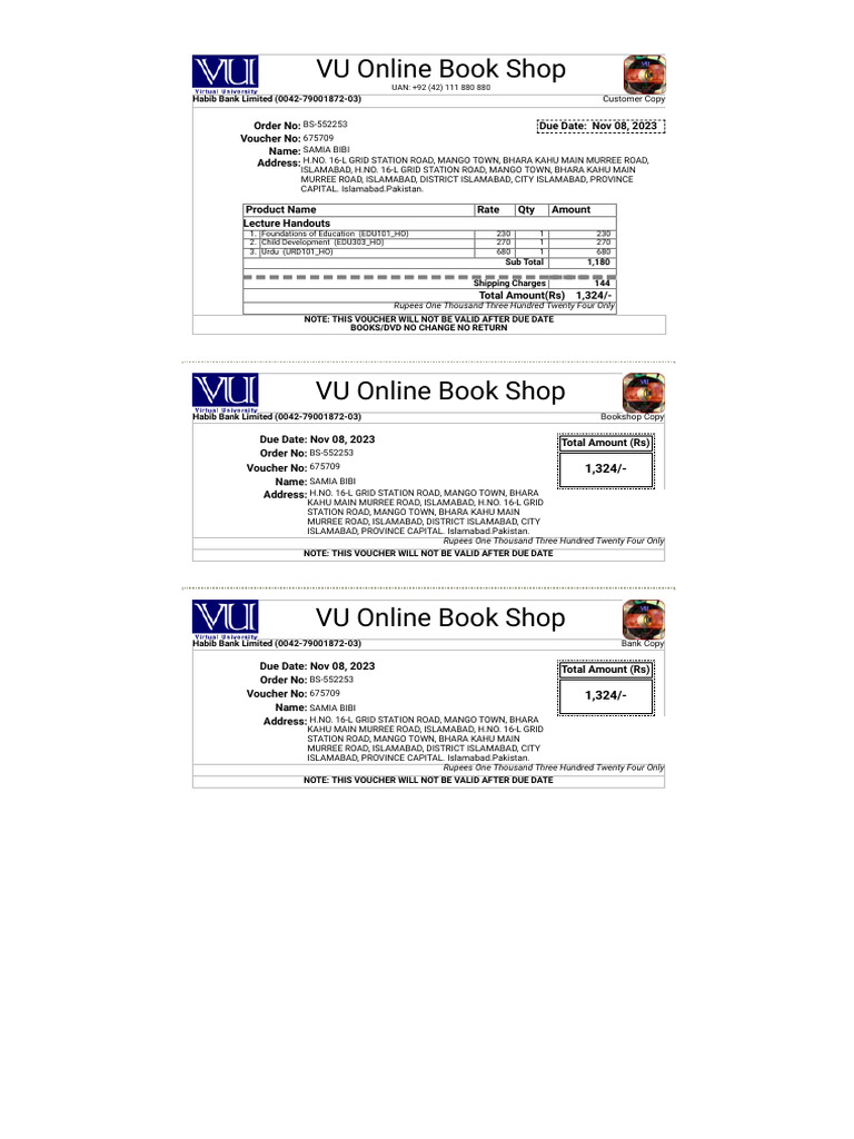 Https Bookshop - Vu.edu - PK Web PrintOrder - Aspx OrderID BS-552253 ...